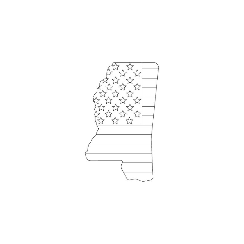Mississippi State SVG American Flag Outline DXF EPS Ai Png Cricut Laser ...