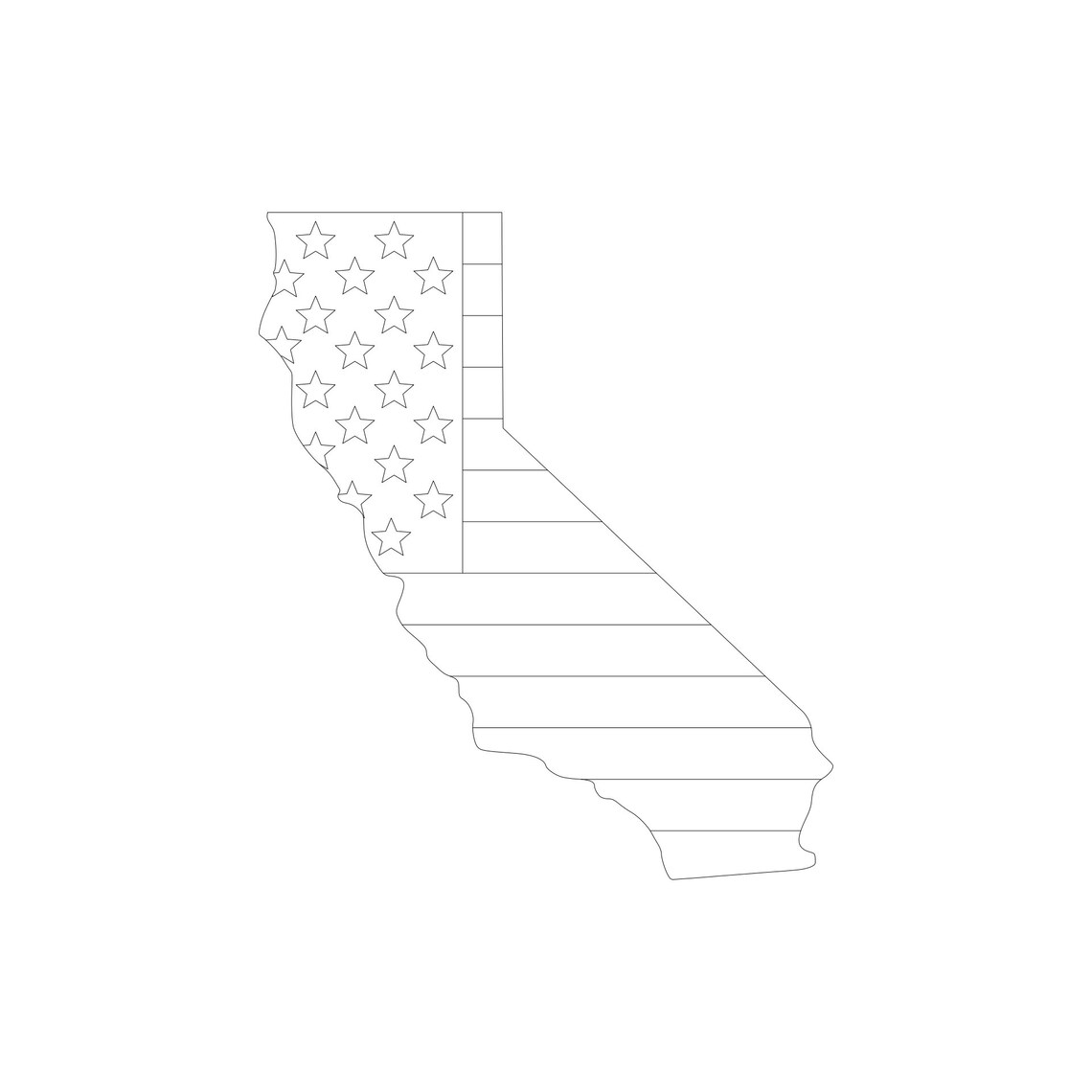 California State SVG American Flag Outline DXF EPS Ai Png Cricut Laser ...