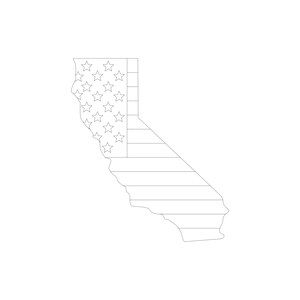 California State SVG American Flag Outline DXF EPS Ai Png Cricut Laser ...