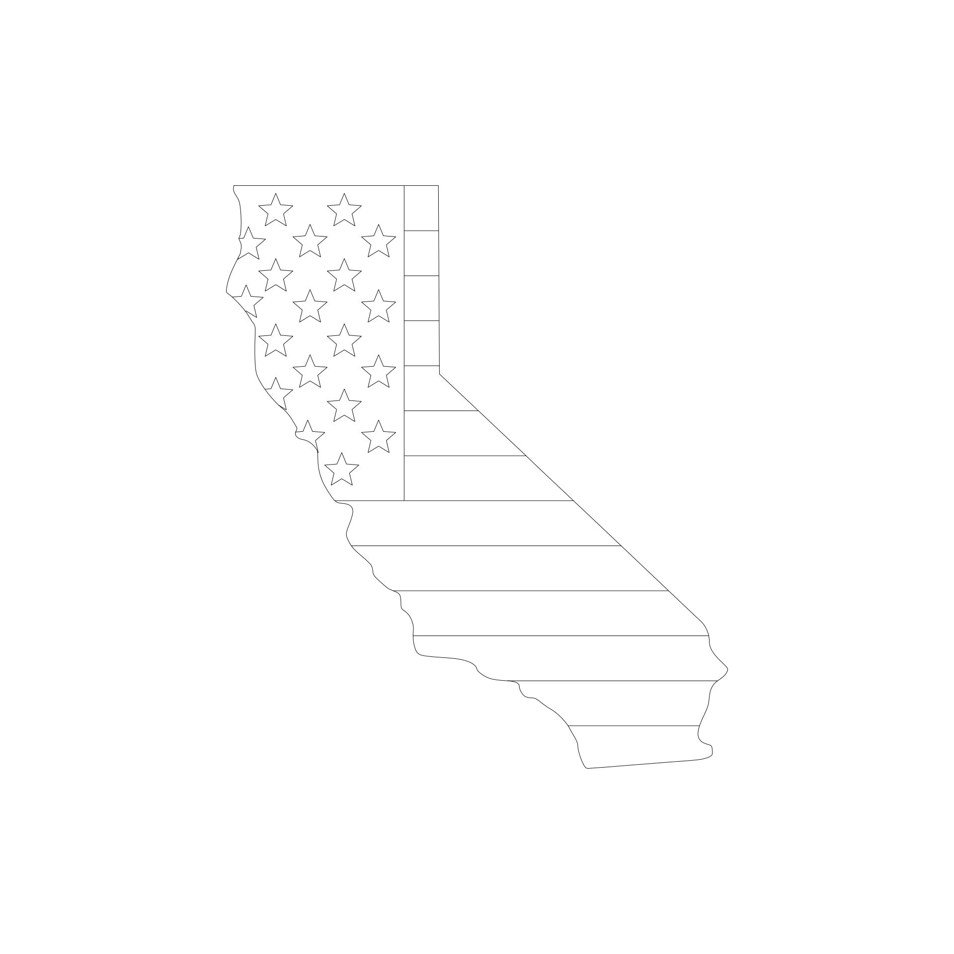 California State SVG American Flag Outline DXF EPS Ai Png Cricut Laser ...