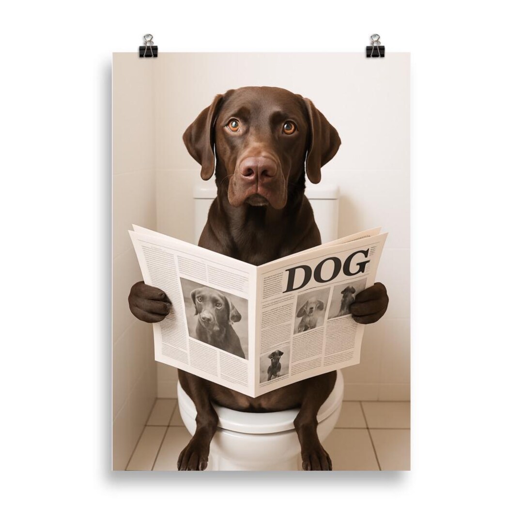 Funny Personalized Dog or Cat Poster on Toilet – Animal Wall Art Humor ...