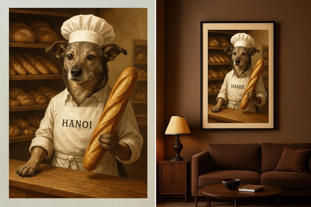 Custom Pet Baker Portrait | Realistic Digital Illustration of Dog and ...