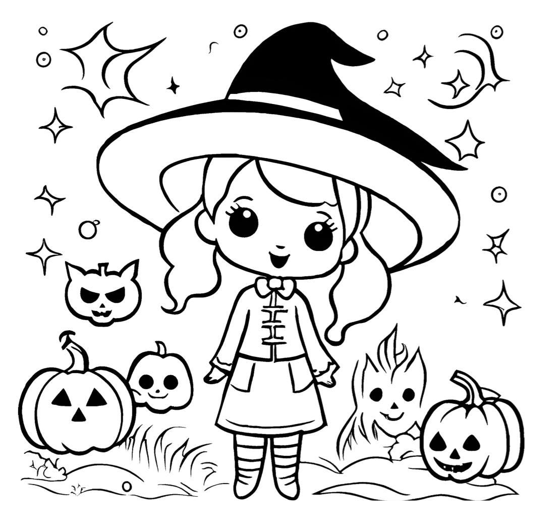 Cute Printable Halloween Coloring Pages for Kids 12 Unique Pages - Etsy ...