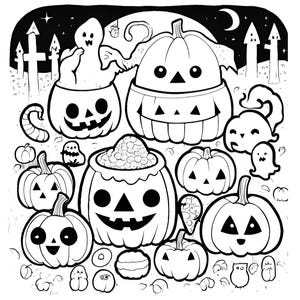 Cute Printable Halloween Coloring Pages for Kids 12 Unique Pages - Etsy ...