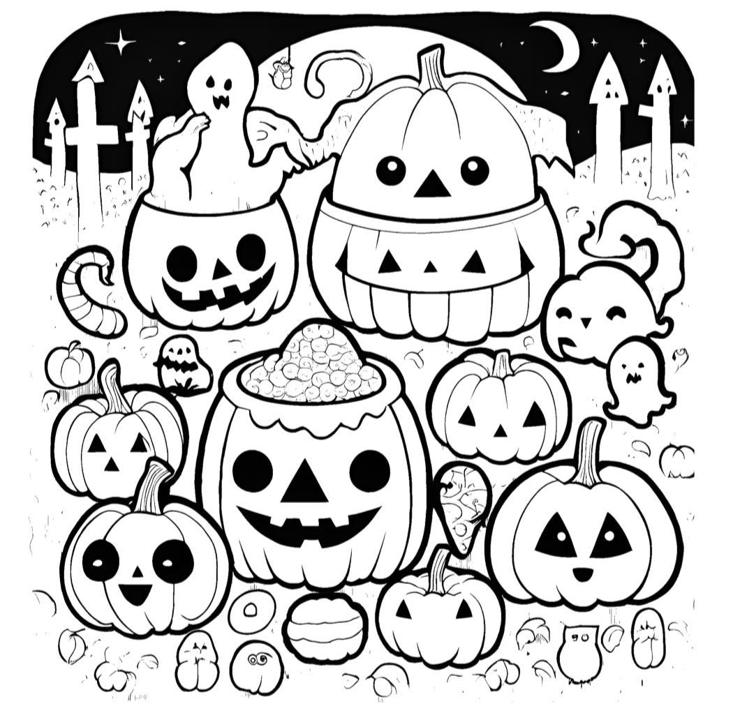 Cute Printable Halloween Coloring Pages for Kids 12 Unique Pages - Etsy ...