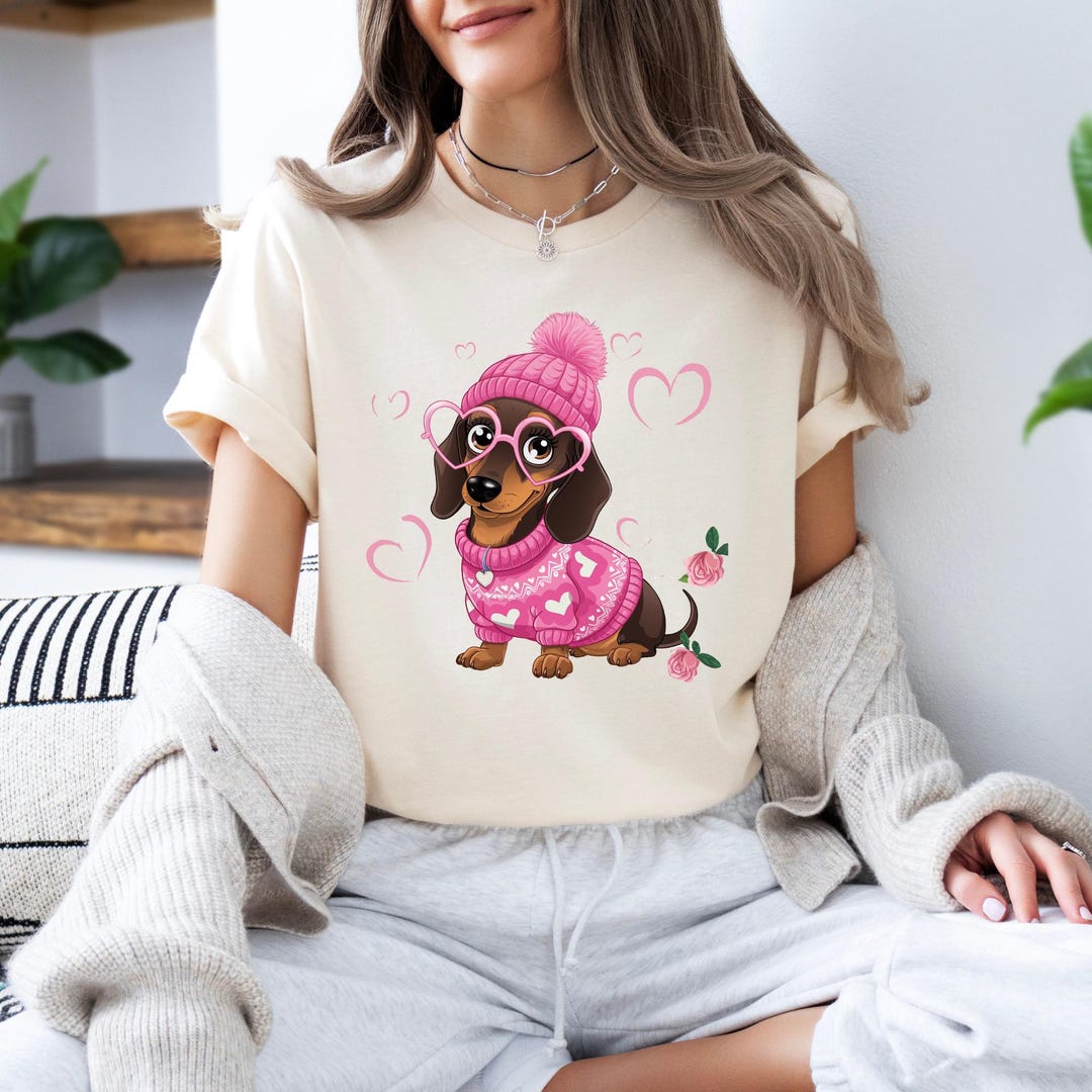 Valentine Dachshund Dog T-shirt, Sausage Dog, Dog Mom Gift, Love Themed ...