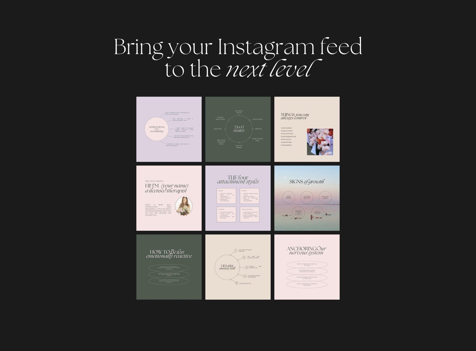 Mental Health Coach Kit Psychology Feed Instagram Template Therapist ...