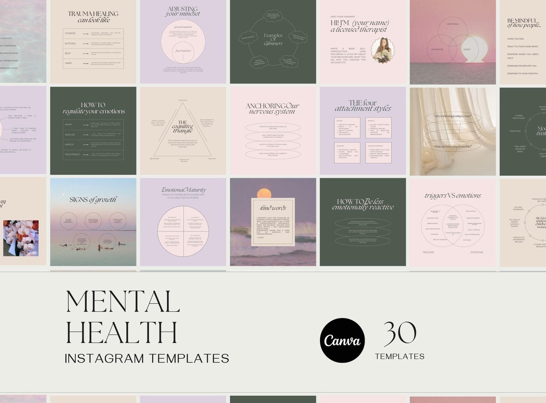 Mental Health Coach Kit Psychology Feed Instagram Template Therapist ...