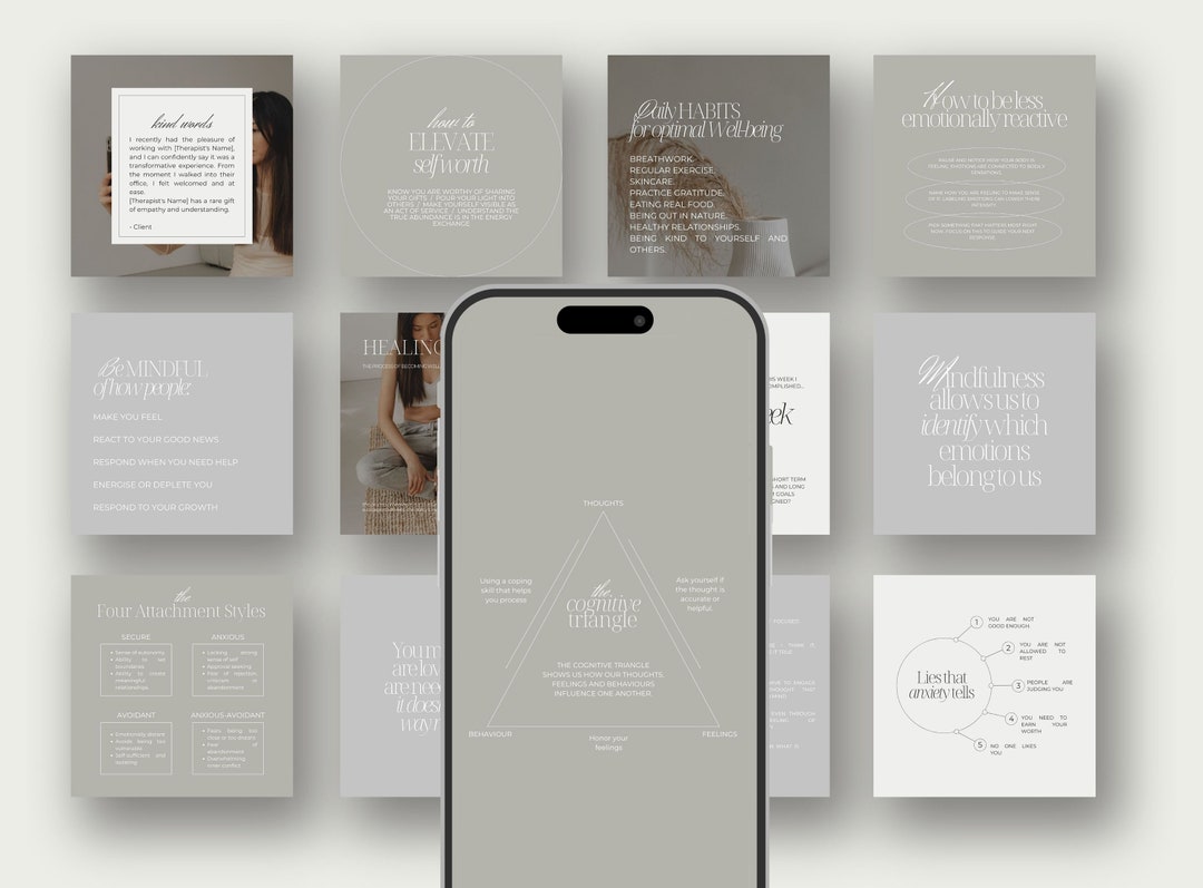 Therapist Instagram Template Canva Templates for Therapist Mental ...
