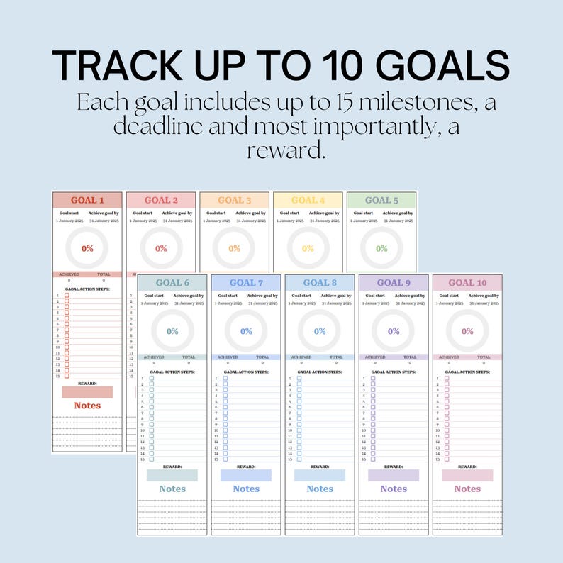 Goal Planner Spreadsheet, Yearly Monthly Goals, Simple Goal Tracker ...