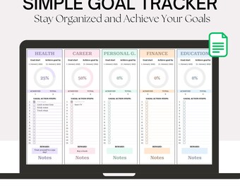 Goal Tracker - Stay on Track, Achieve Your Dreams - Action Steps - Task ...