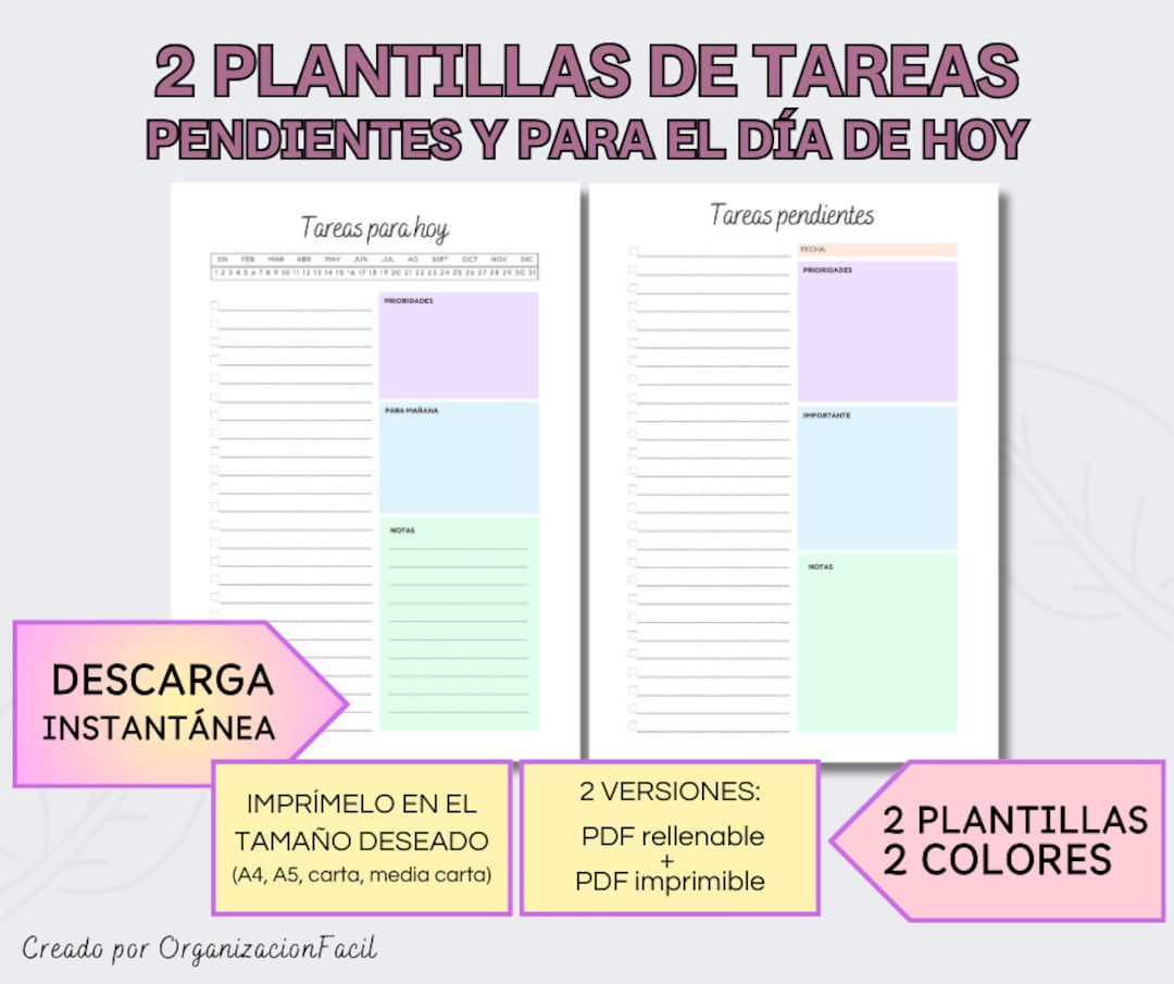 SPANISH Daily Planner & to Do List. Productivity Planner. Daily Task ...