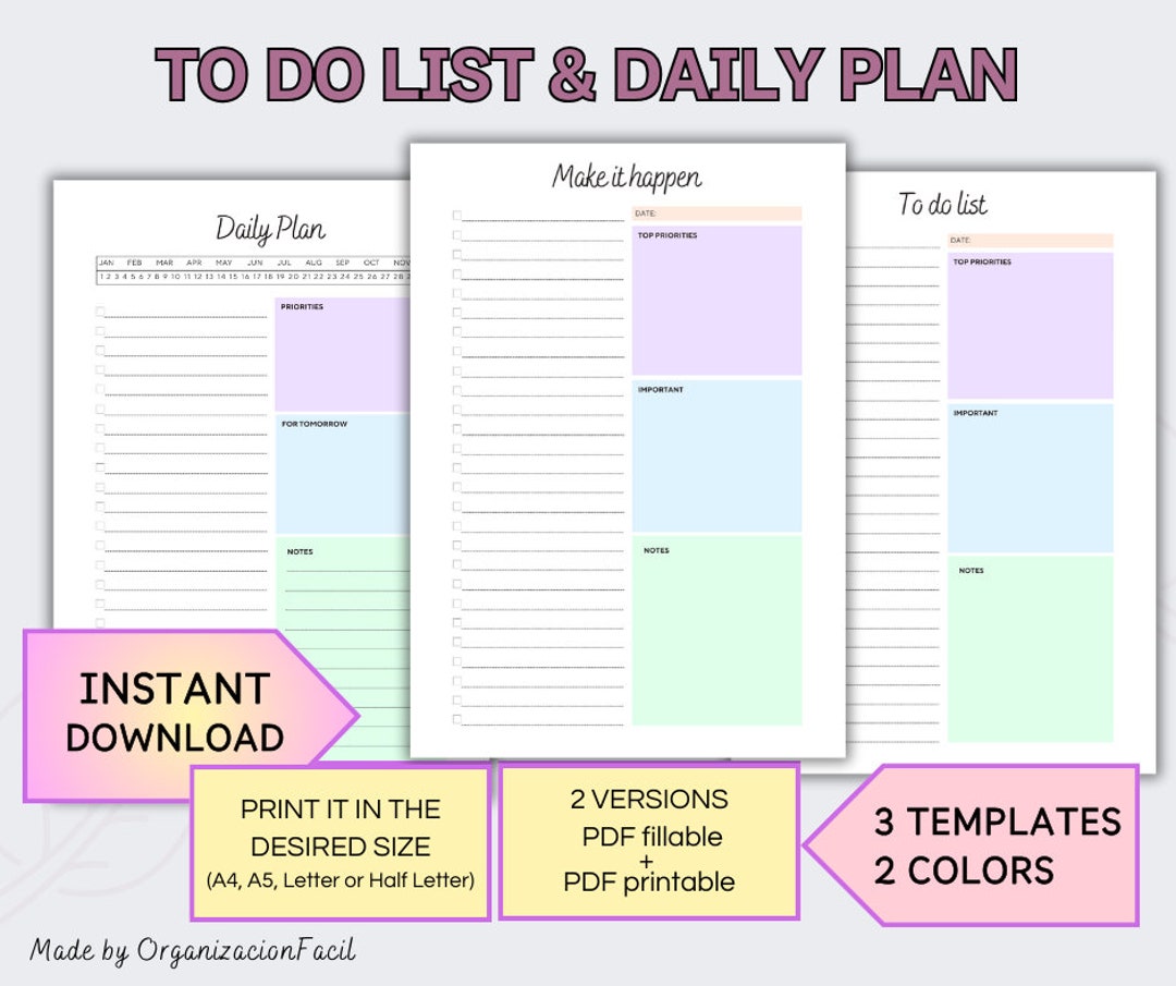 Minimal Daily Planner & to Do List. Productivity Planner. Daily Task ...