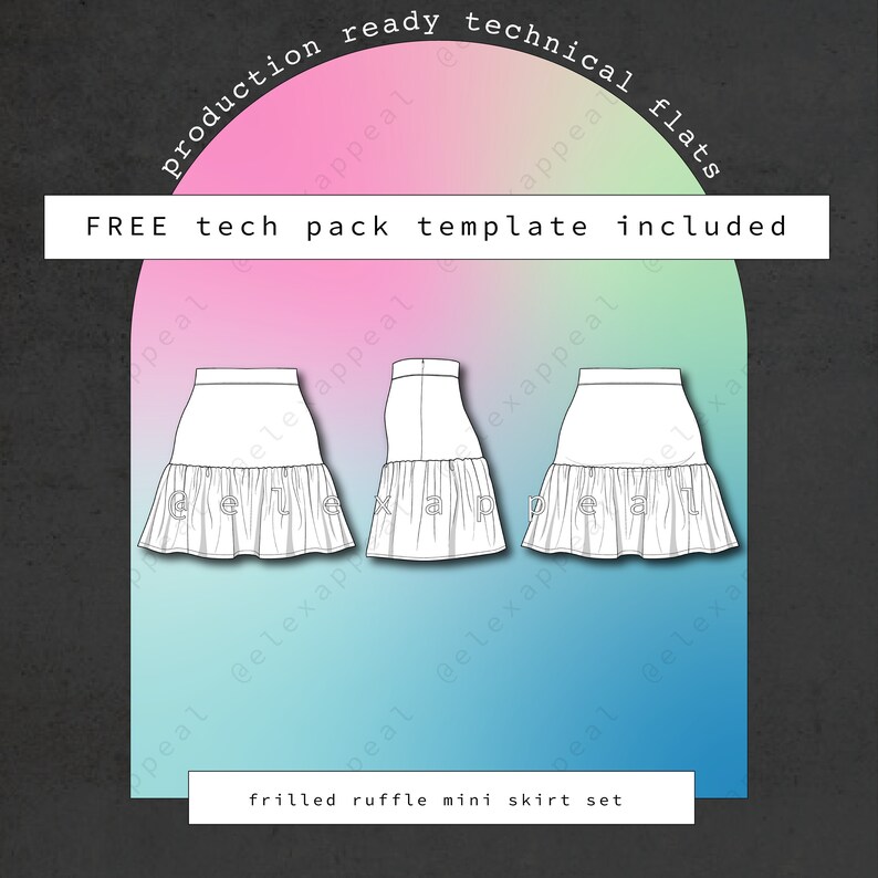 Ruffle Frilled Mini Skirt Vector Mockup for Fashion Design | Mini Skirt ...