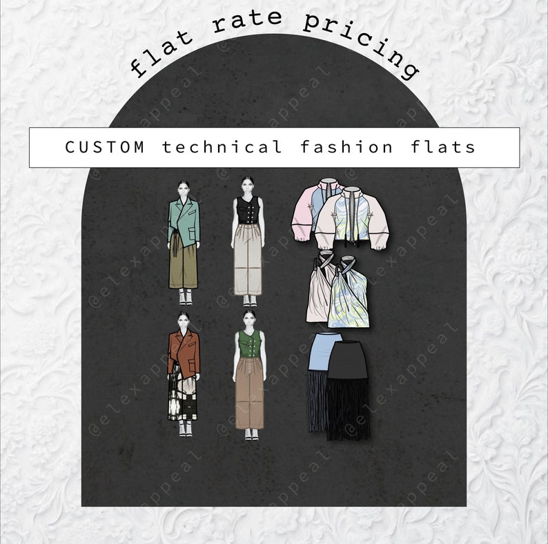 CUSTOM Vector AI Mockup Fashion Design Technical Flat Sketches ...