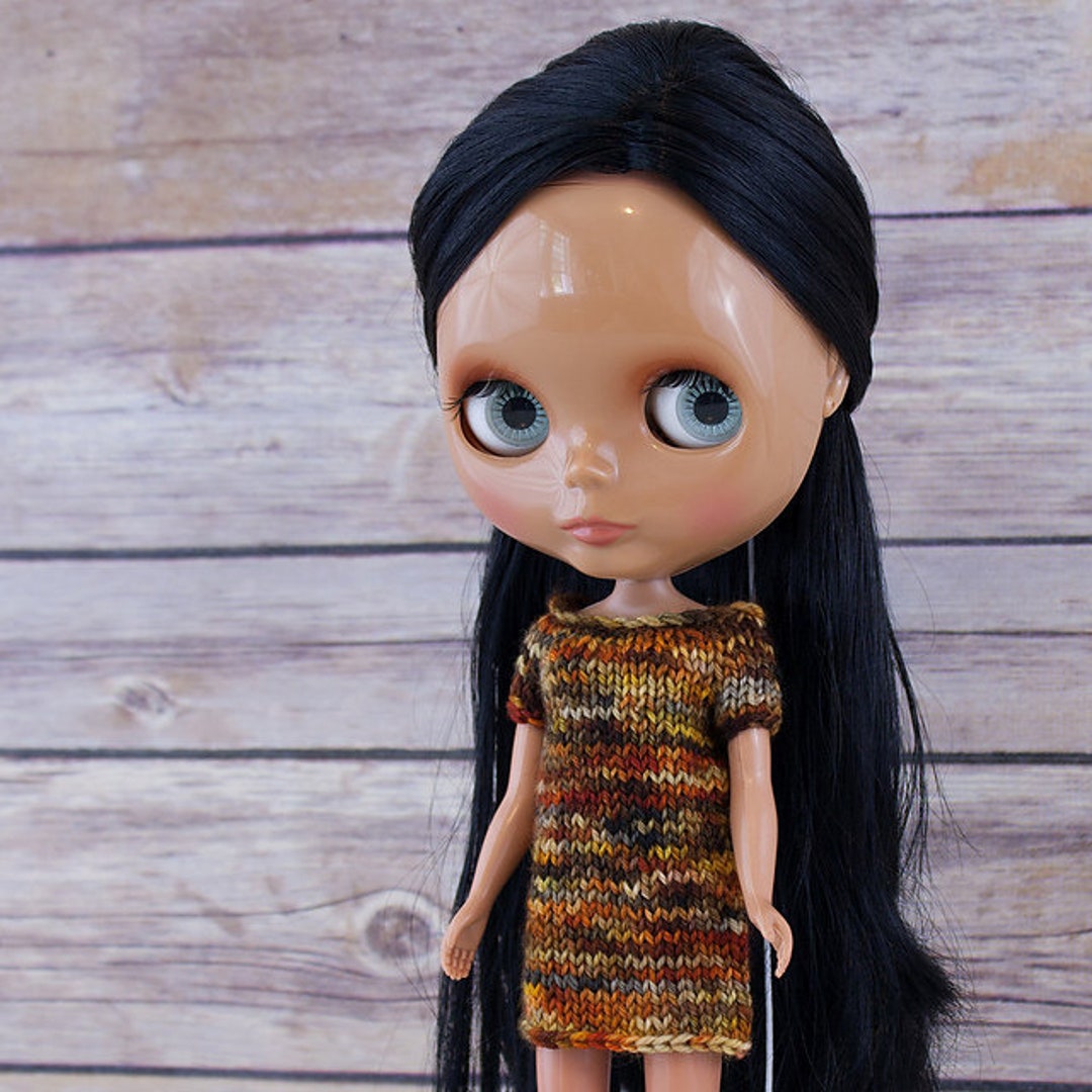 Blythe Doll Mags Dress Knitting PATTERN Cute Short Sleeve Sweater Mini ...