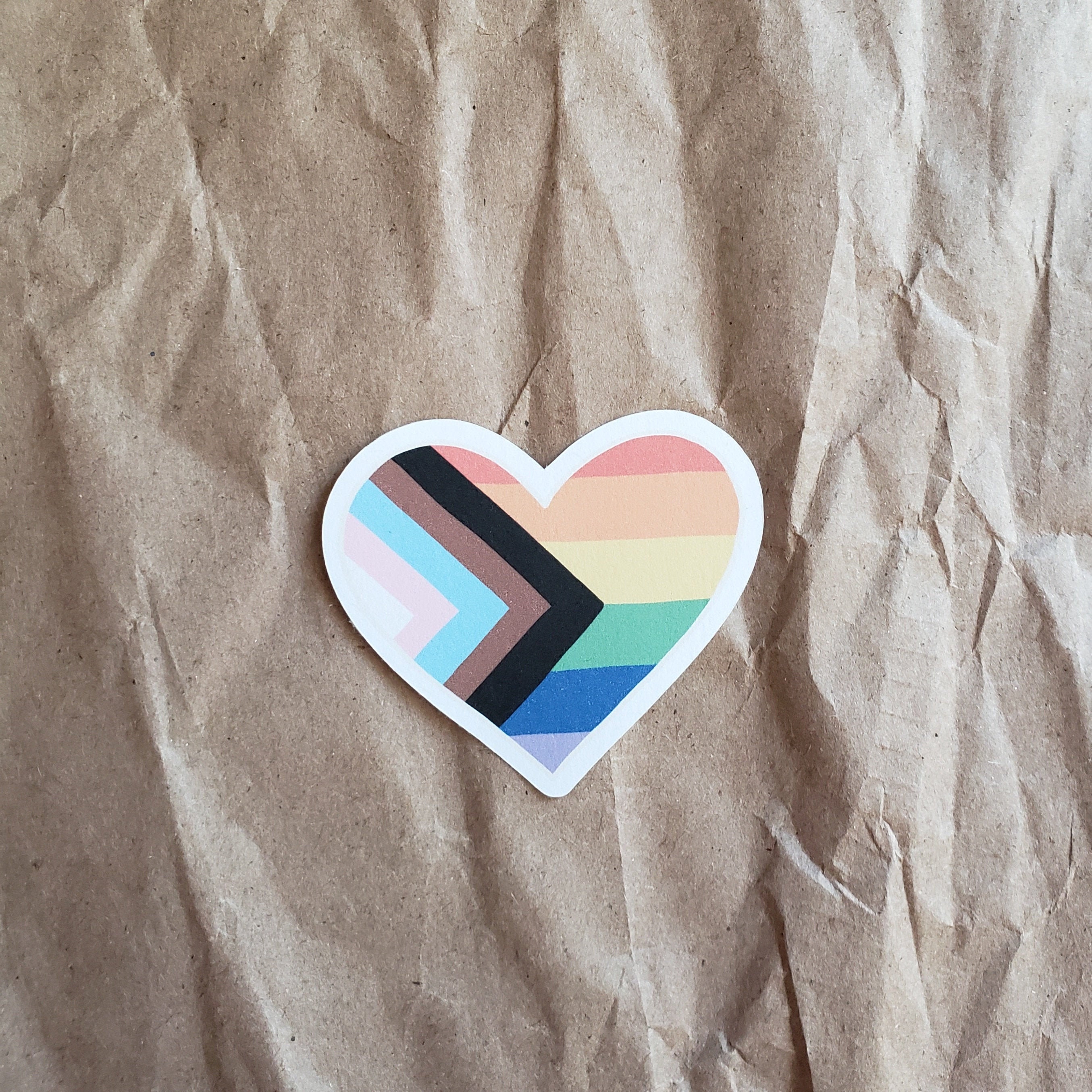 Rainbow progress pride flag heart sticker arte original | Etsy