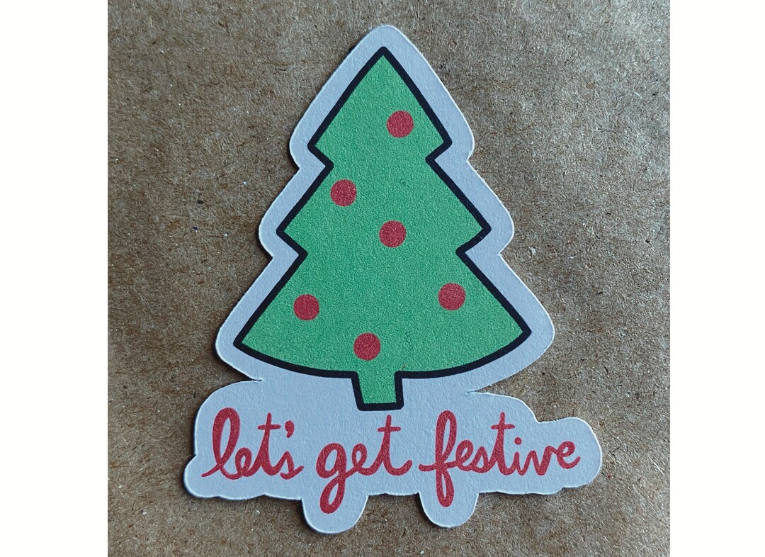 Lass uns einen festlichen Weihnachtsbaum Sticker bekommen - Etsy.de
