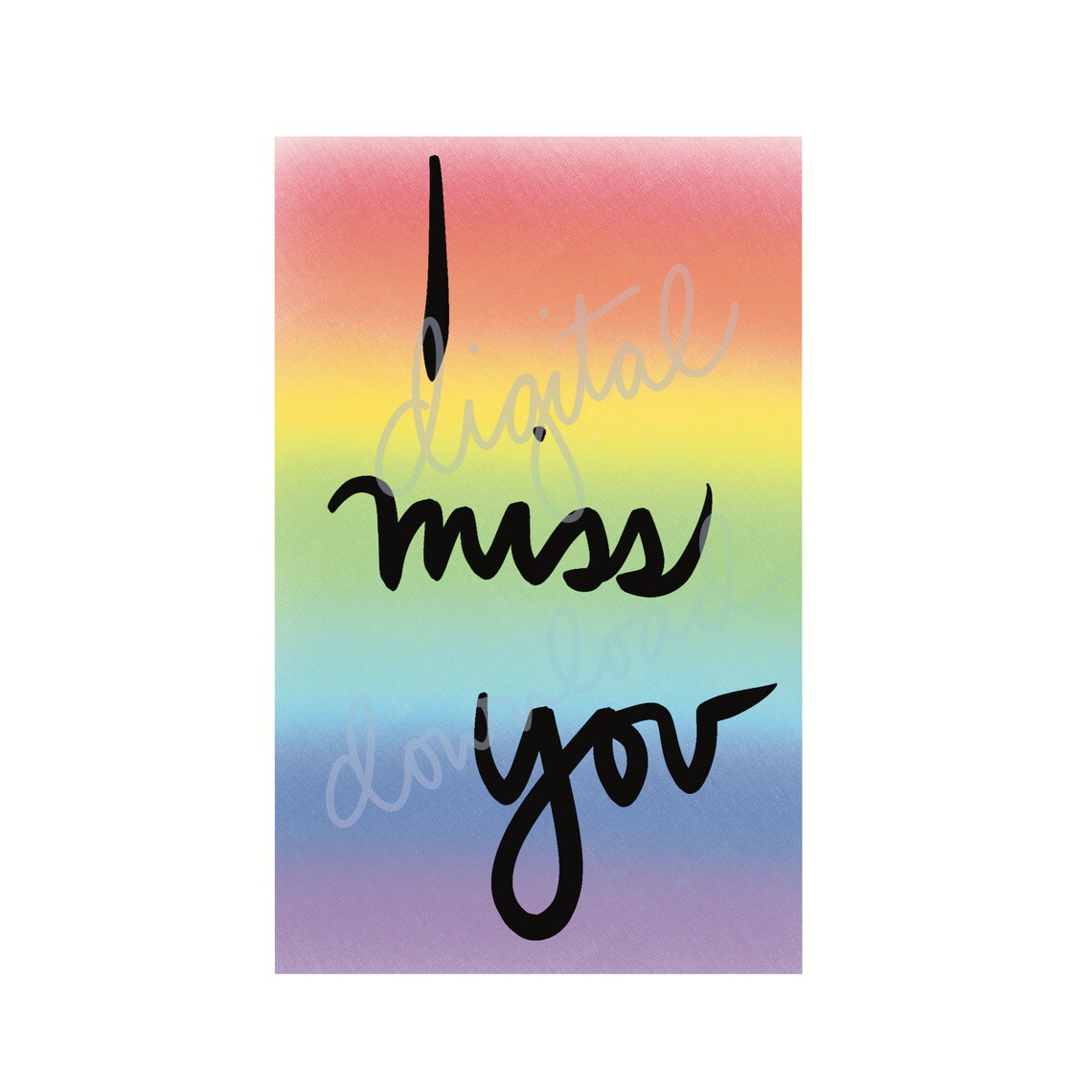 Printable Greeting Card I Miss You Pdf Printable Instant Etsy