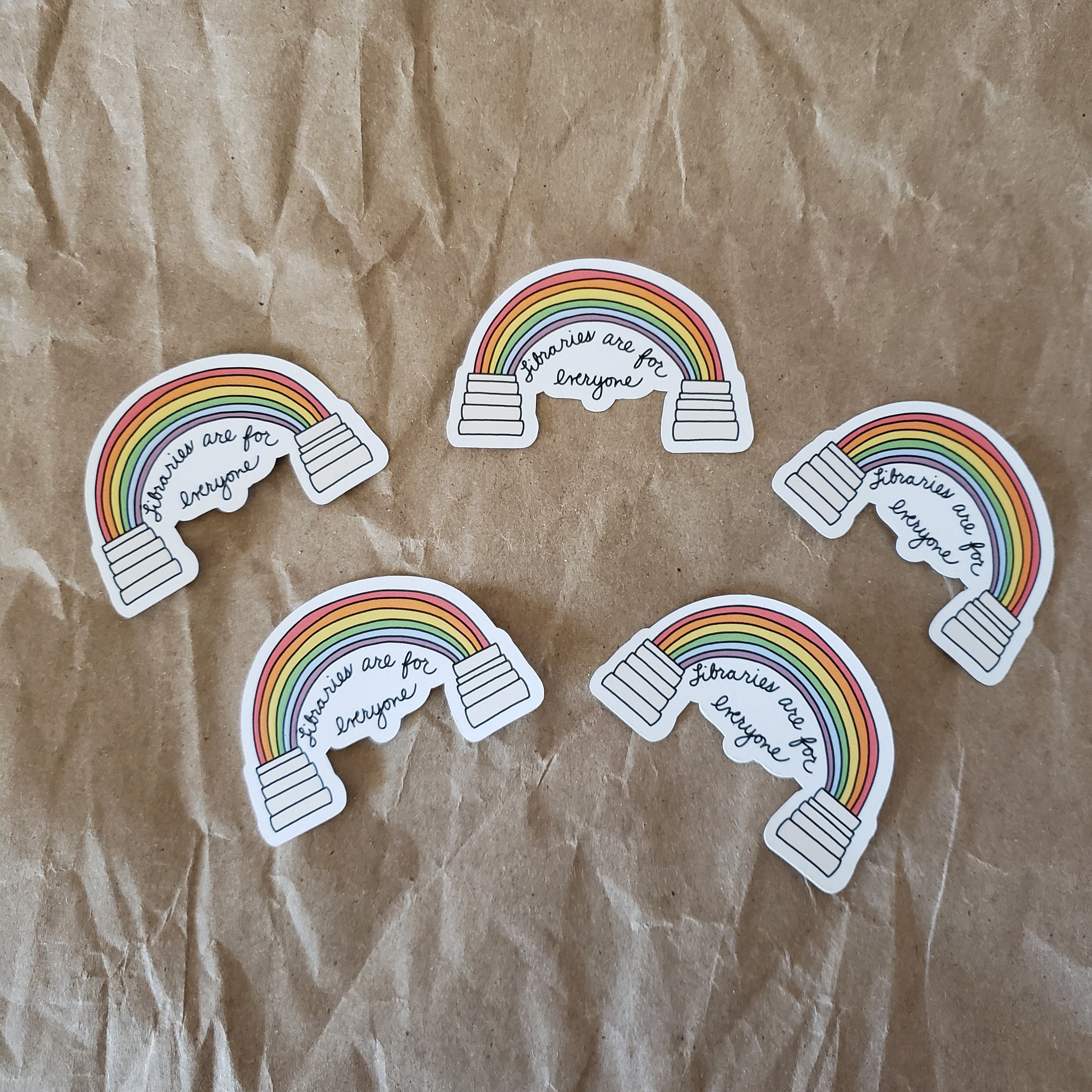 Libraries are for everyone rainbow book stack sticker | Etsy