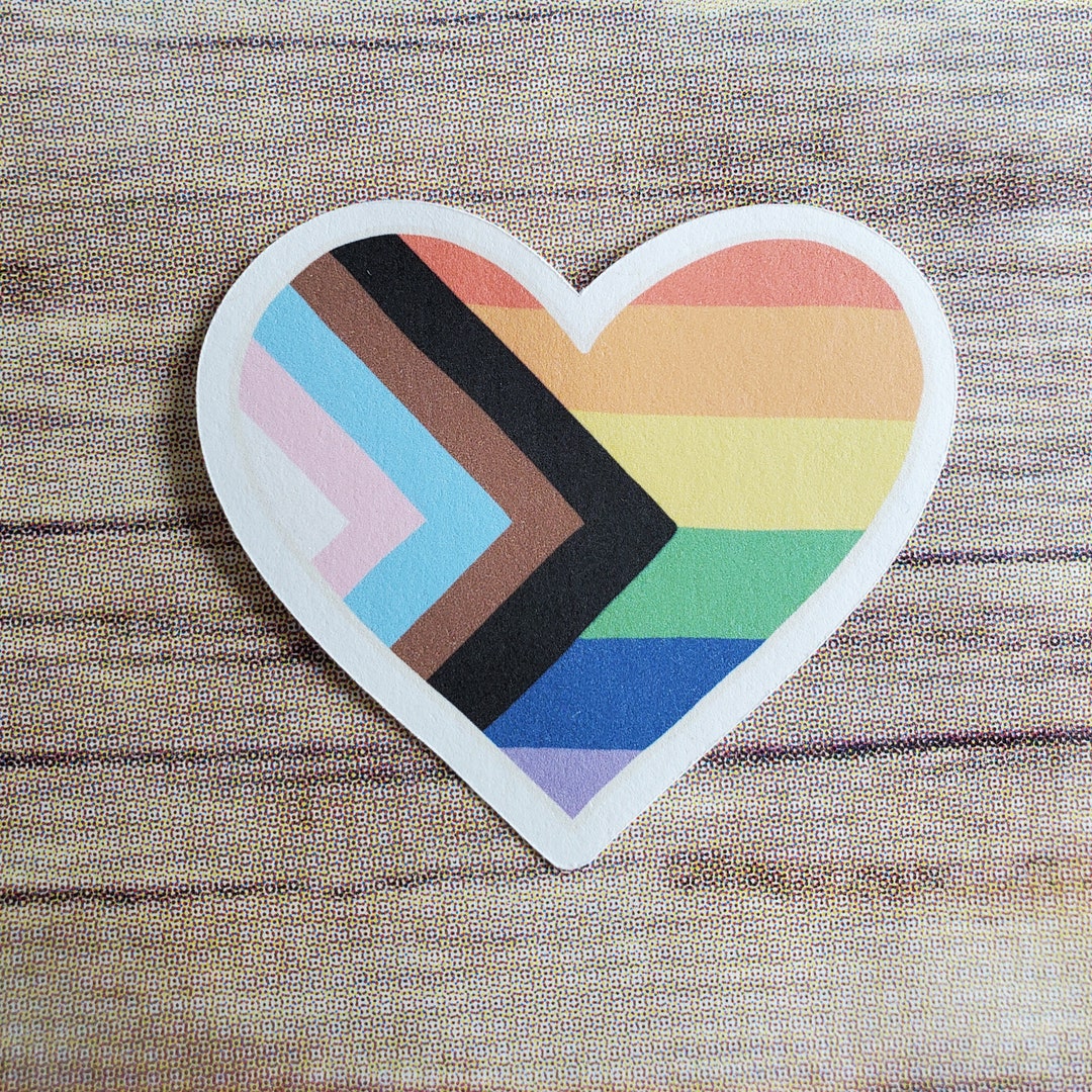 Rainbow Progress Pride Flag Heart Sticker - Etsy