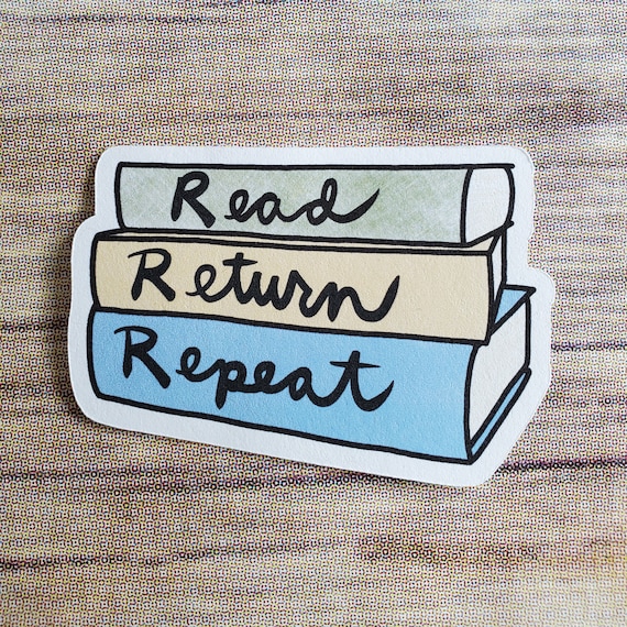 Read Return Repeat Library Book Stack Sticker Original Art | Etsy
