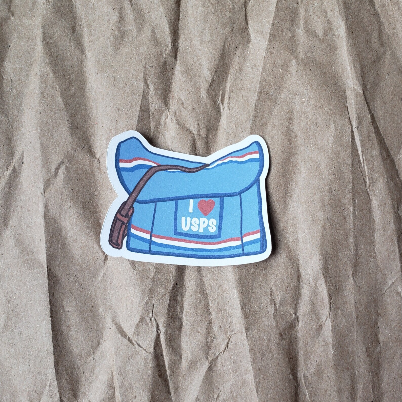 I heart USPS mail bag original art sticker cute mailbag | Etsy
