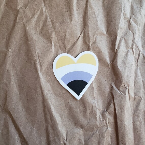 Nonbinary nb enby pride heart flag sticker original art | Etsy