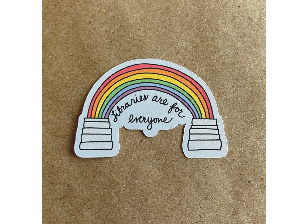 Libraries Are for Everyone Rainbow Book Stack Sticker - Etsy
