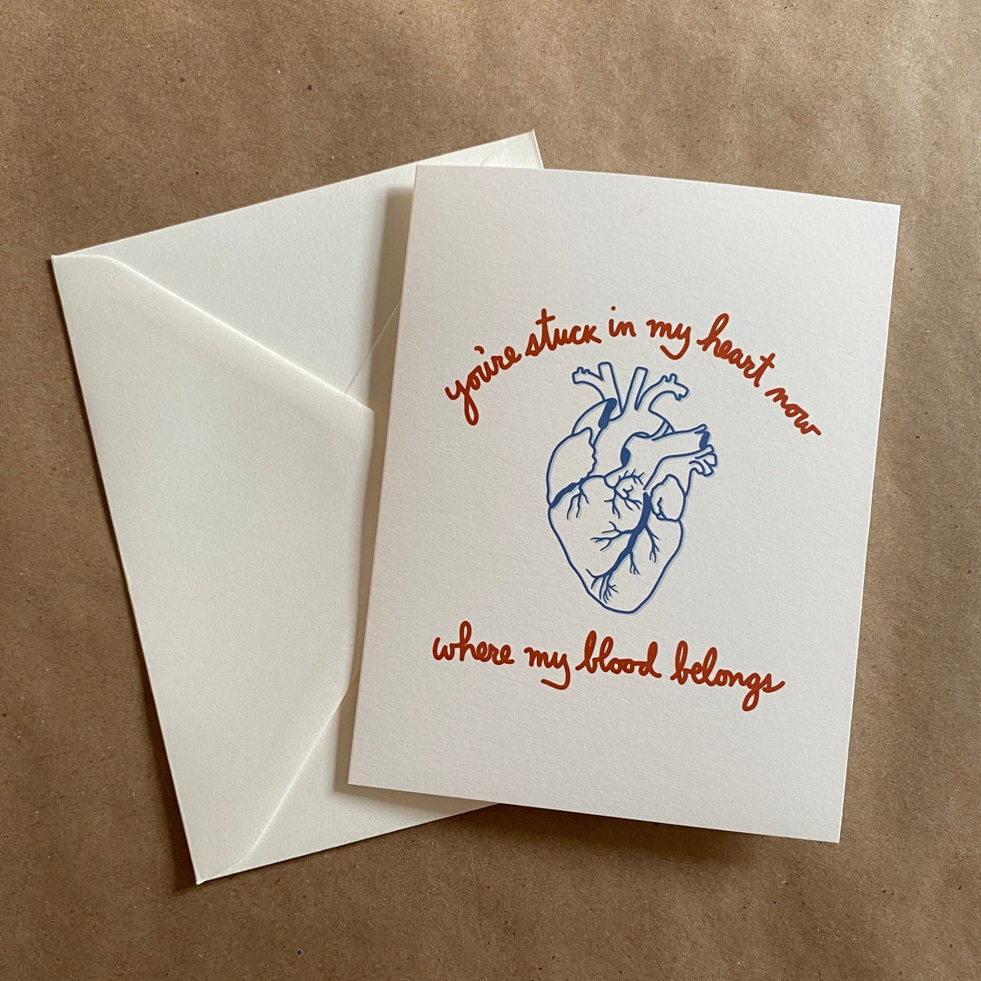You're Stuck in My Heart Now Anatomical Heart Greeting Card Blank ...