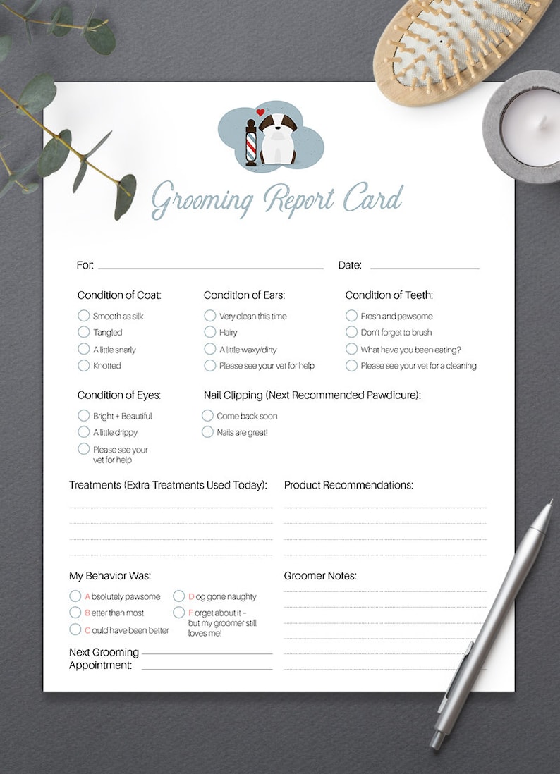 Stylish Pet Grooming Report Card Pack Pet Groomers Pet - Etsy