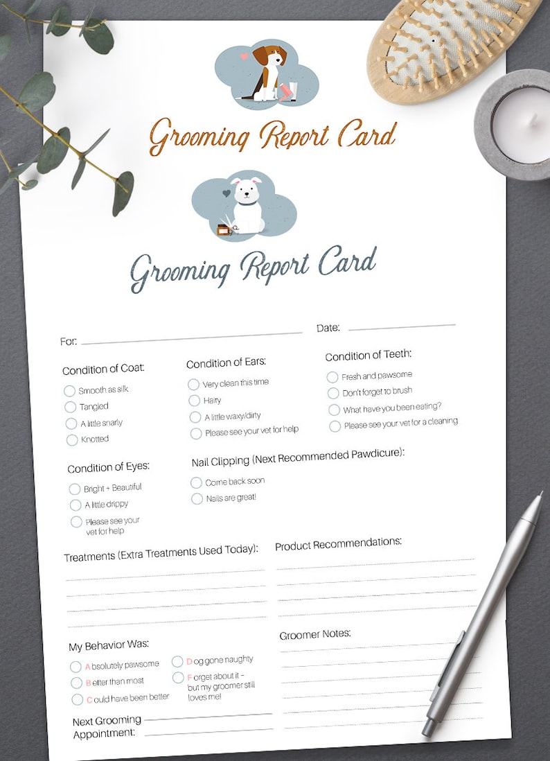 Stylish Pet Grooming Report Card Pack Pet Groomers Pet - Etsy