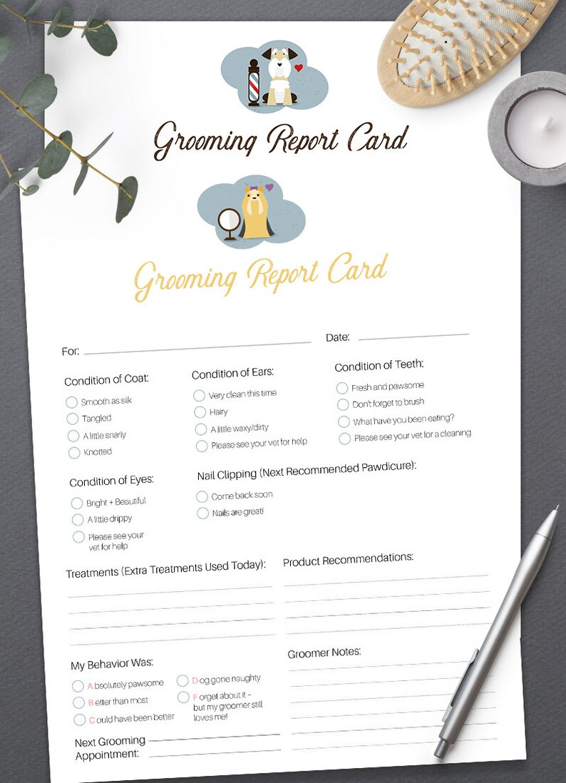 Stylish Pet Grooming Report Card Pack Pet Groomers Pet - Etsy