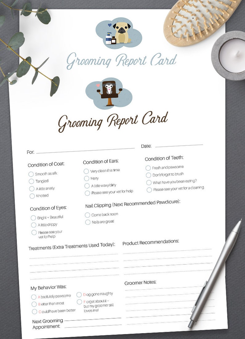 Stylish Pet Grooming Report Card Pack Pet Groomers Pet - Etsy