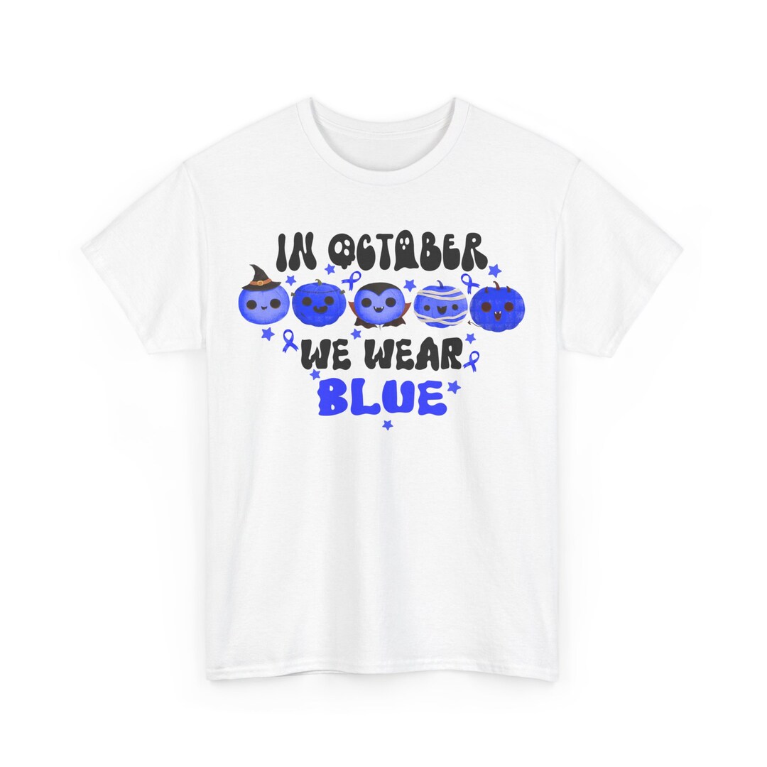 Halloween Pumpkin Colorectal Cancer Awareness Shirt, in October We Wear ...