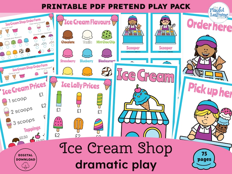 Ice Cream Shop Dramatic Play Printables: Summer Pretend Play Area ...