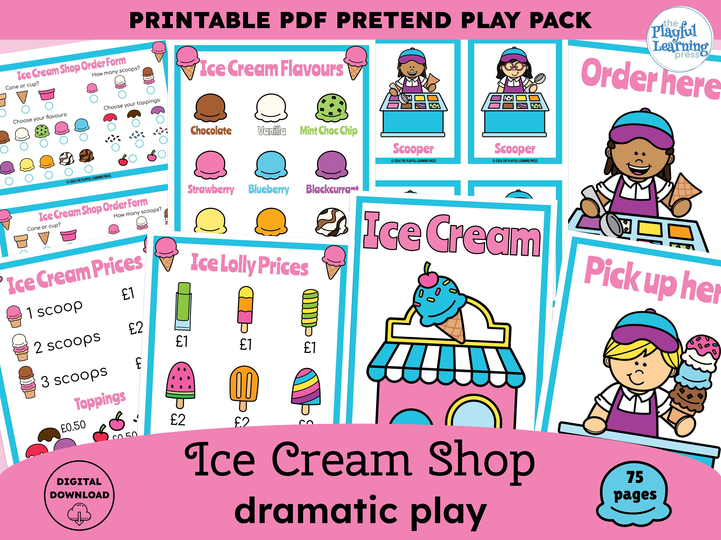 Ice Cream Shop Dramatic Play Printables: Summer Pretend Play Area ...
