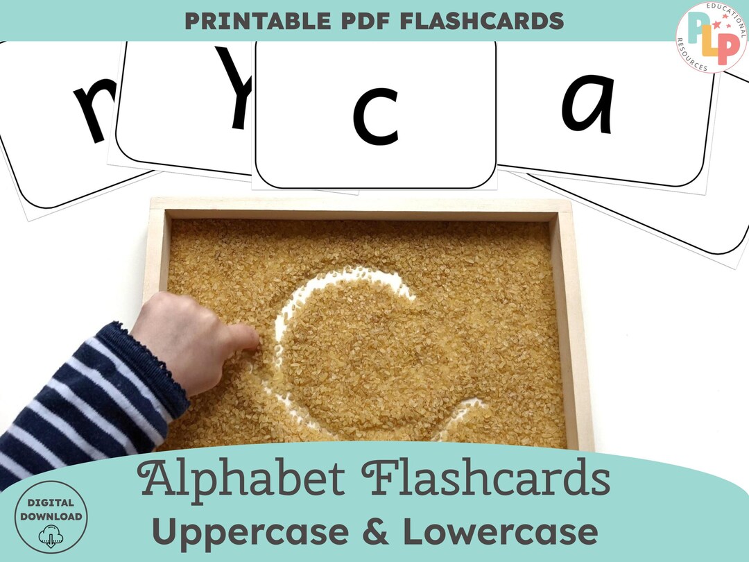 Simple Black and White Alphabet Flashcards With Uppercase and Lowercase ...