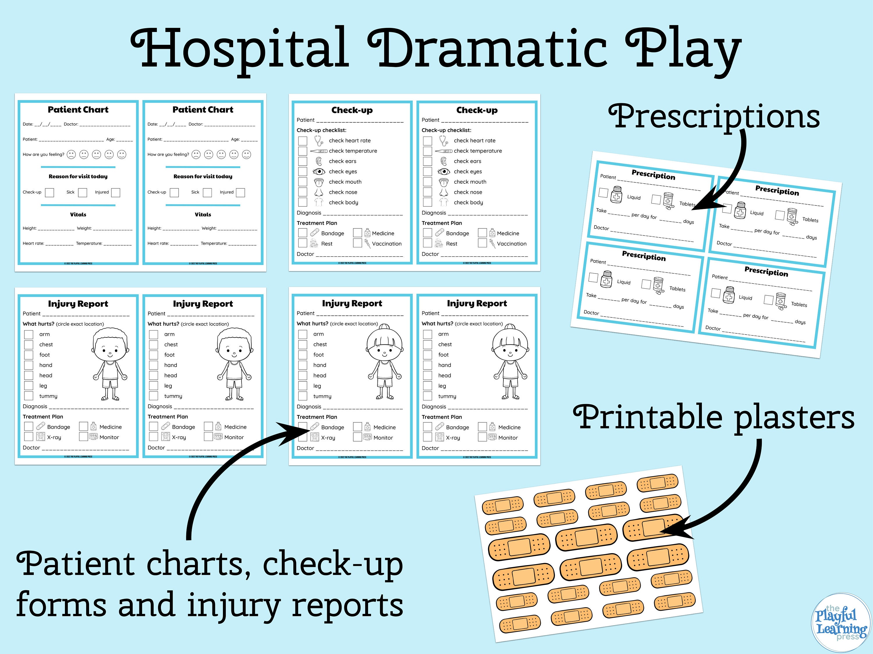 Hospital Dramatic Play Printables for Pretend Play Doctor’s Surgery ...
