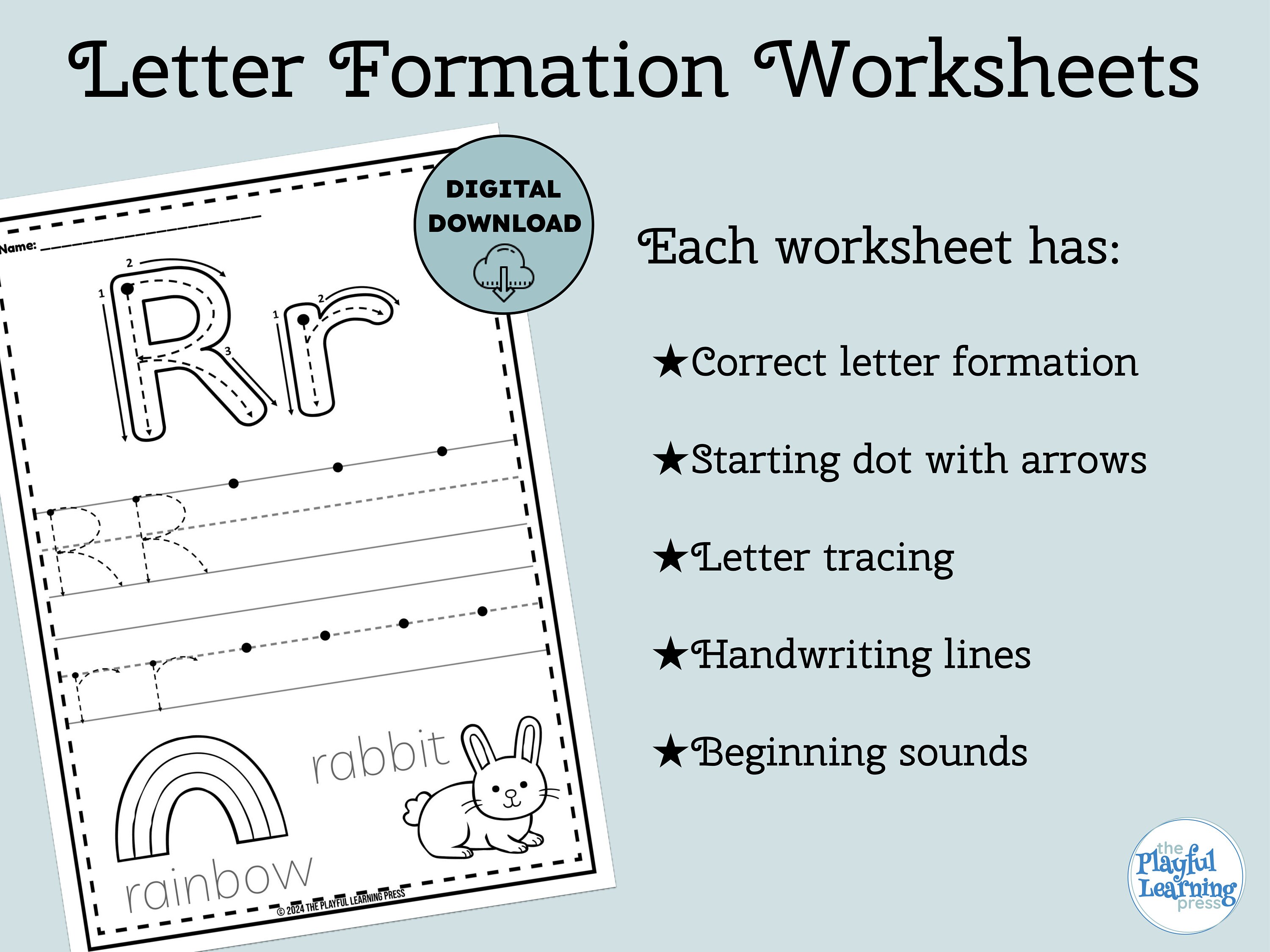Alphabet Worksheets With Letter Formation and Beginning Sounds ...