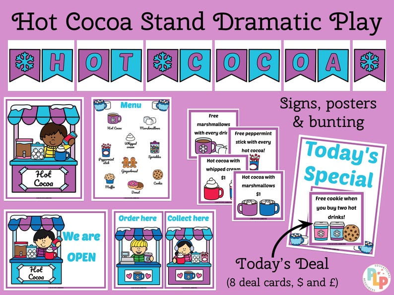 Hot Cocoa Dramatic Play: Printables for Hot Chocolate Stand Role Play ...