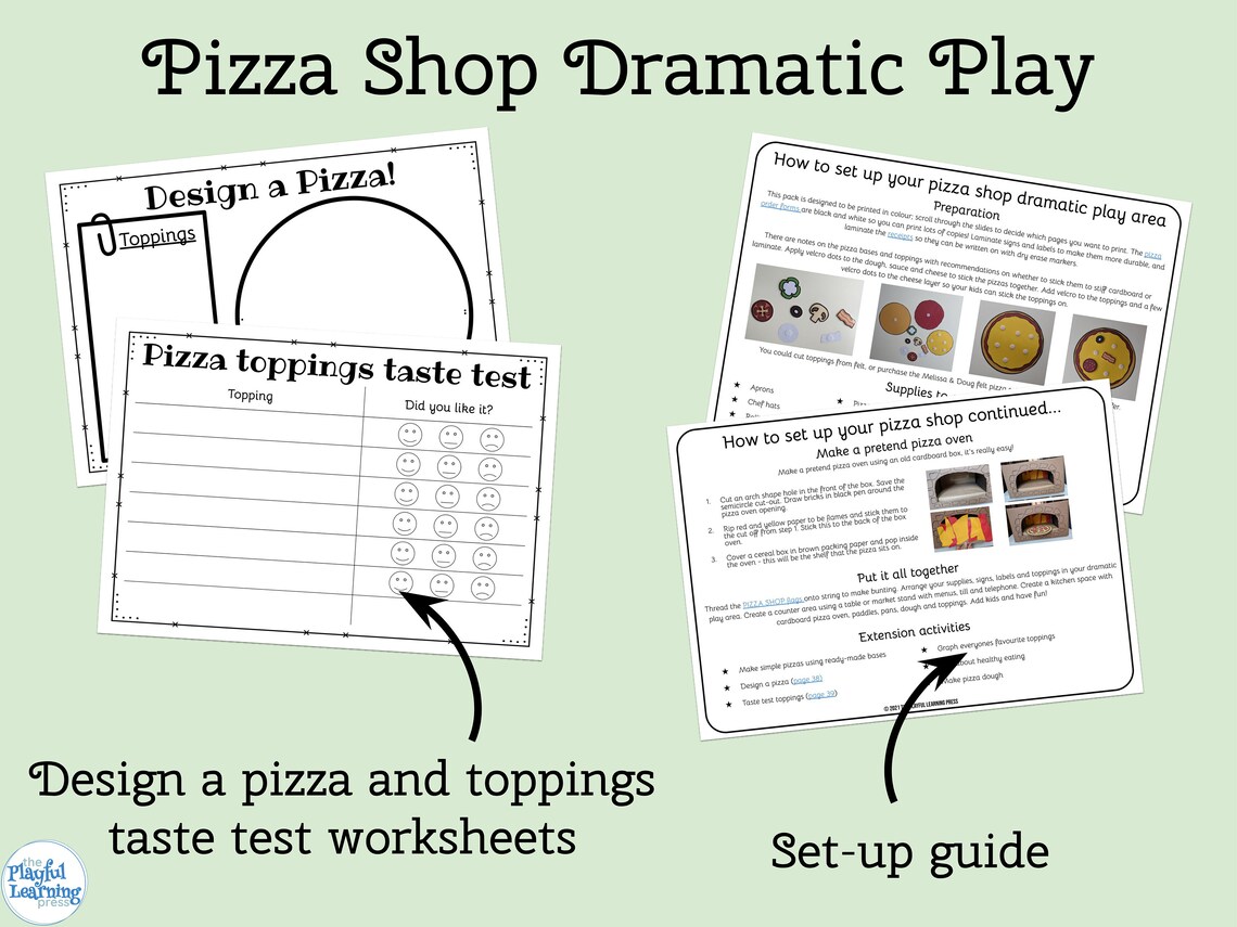 Pizza Shop Dramatic Play Printables for Pretend Play Pizza Restaurant ...
