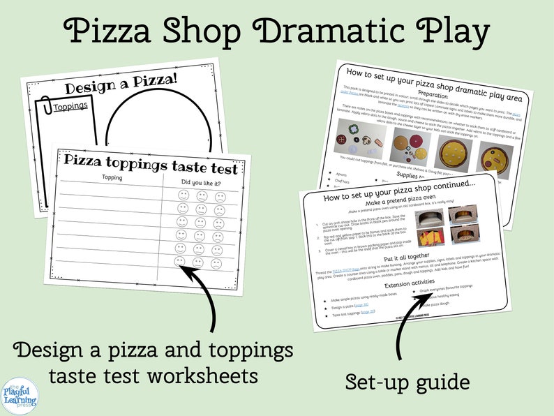 Pizza Shop Dramatic Play Printables for Pretend Play Pizza Restaurant ...