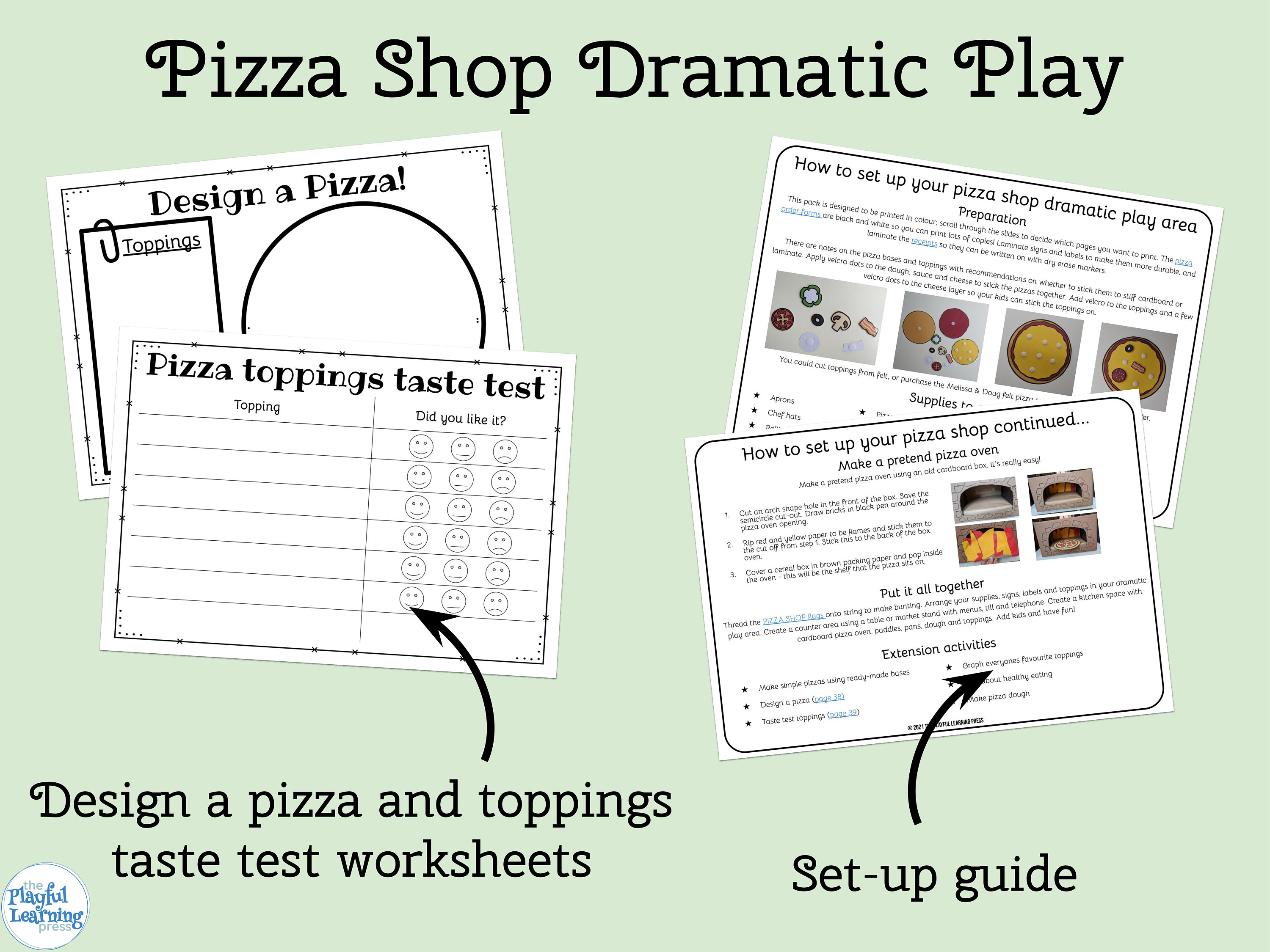 Pizza Shop Dramatic Play Printables for Pretend Play Pizza Restaurant ...