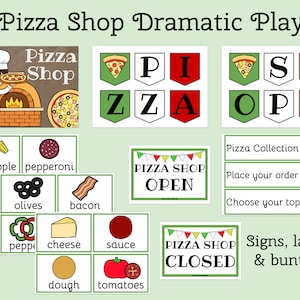 Pizza Shop Dramatic Play Printables for Pretend Play Pizza Restaurant ...