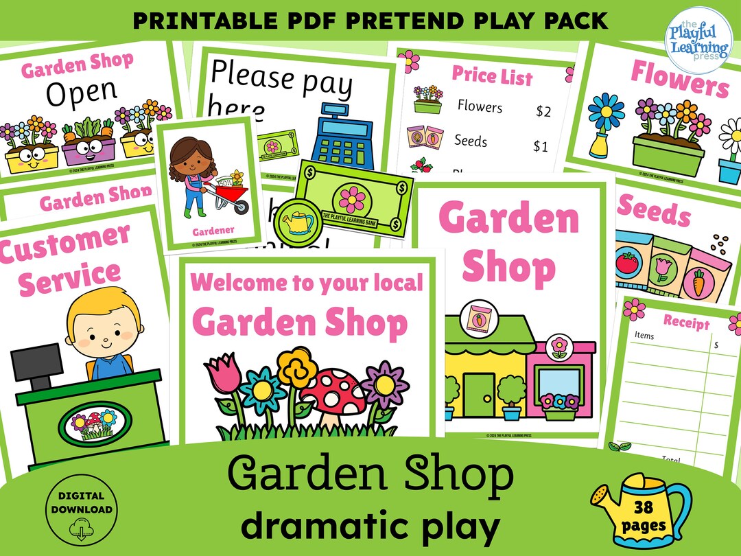 Garden Shop Dramatic Play Printables for Spring, Pretend Play Garden ...