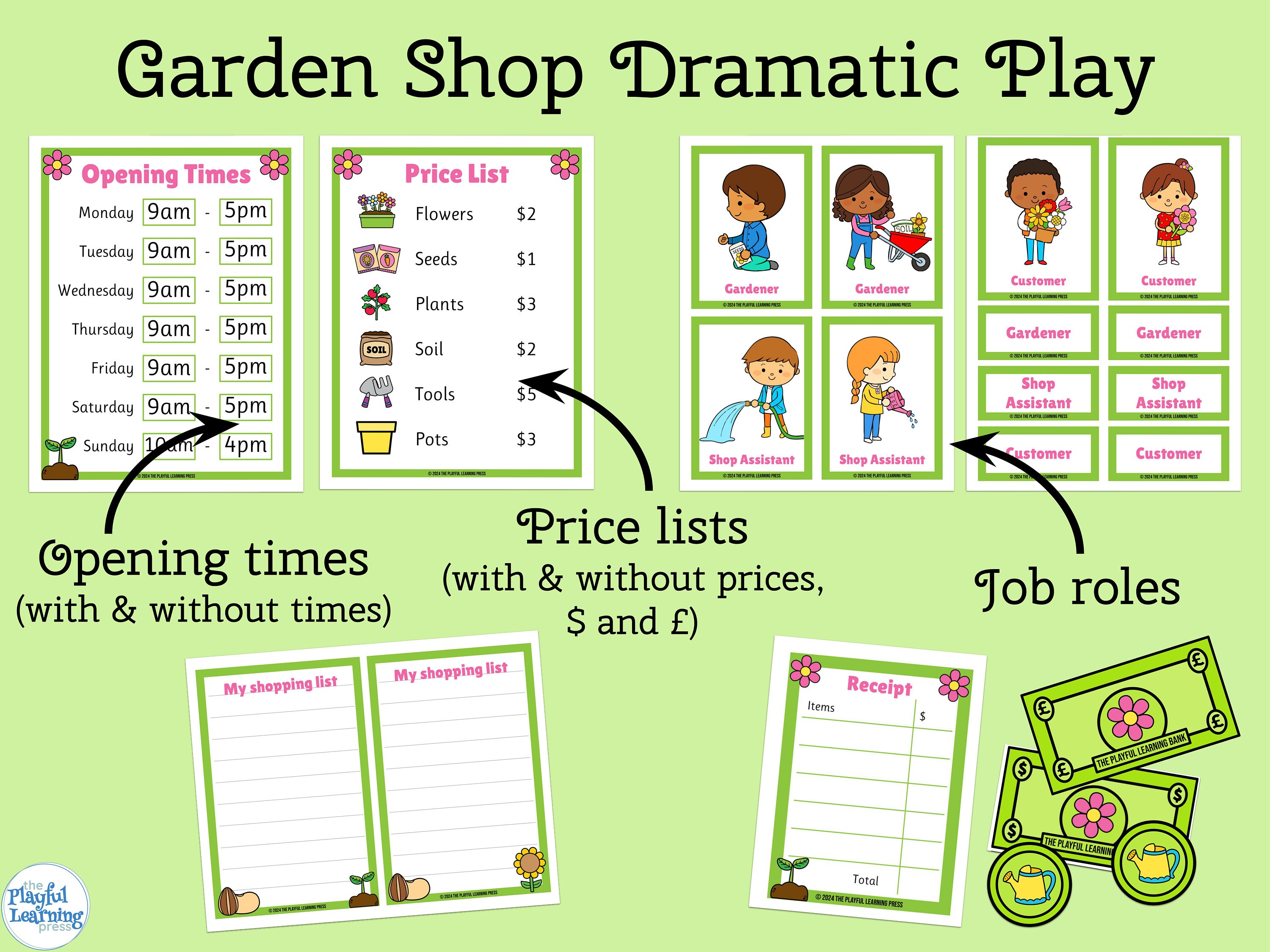 Garden Shop Dramatic Play Printables for Spring, Pretend Play Garden ...