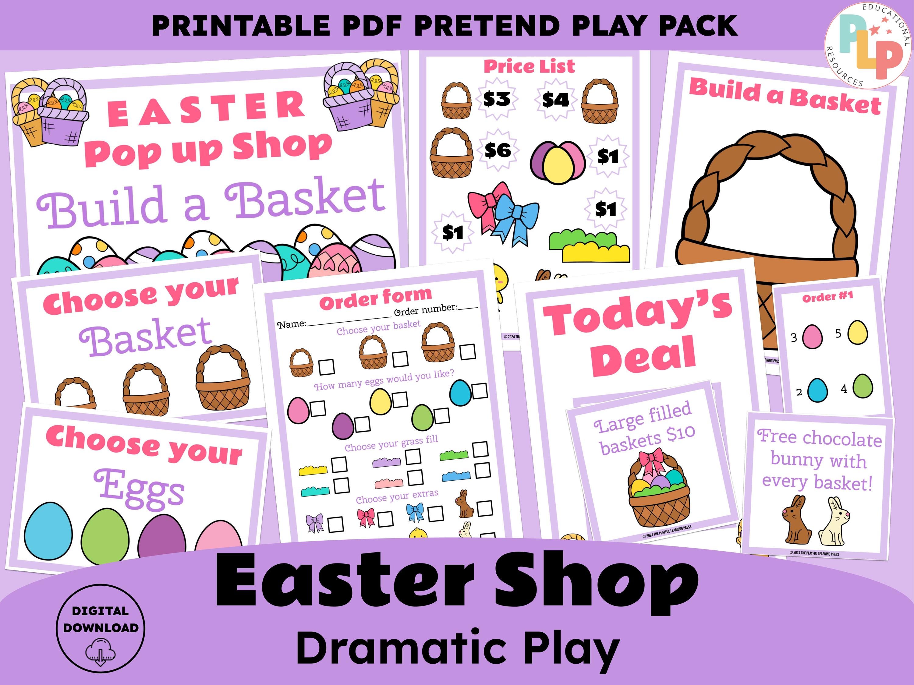 Easter Pretend Play: Easter Basket Shop Printables for March/april Role ...
