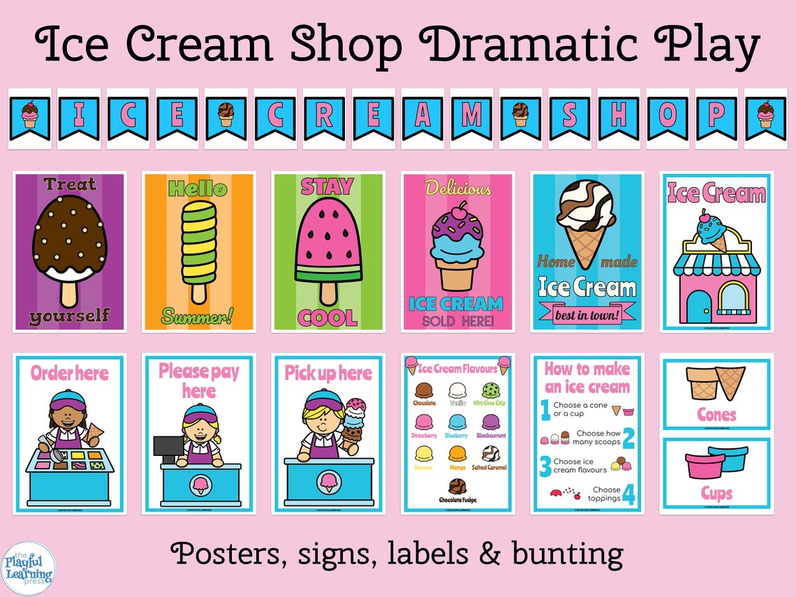 Ice Cream Shop Dramatic Play Printables: Summer Pretend Play Area ...