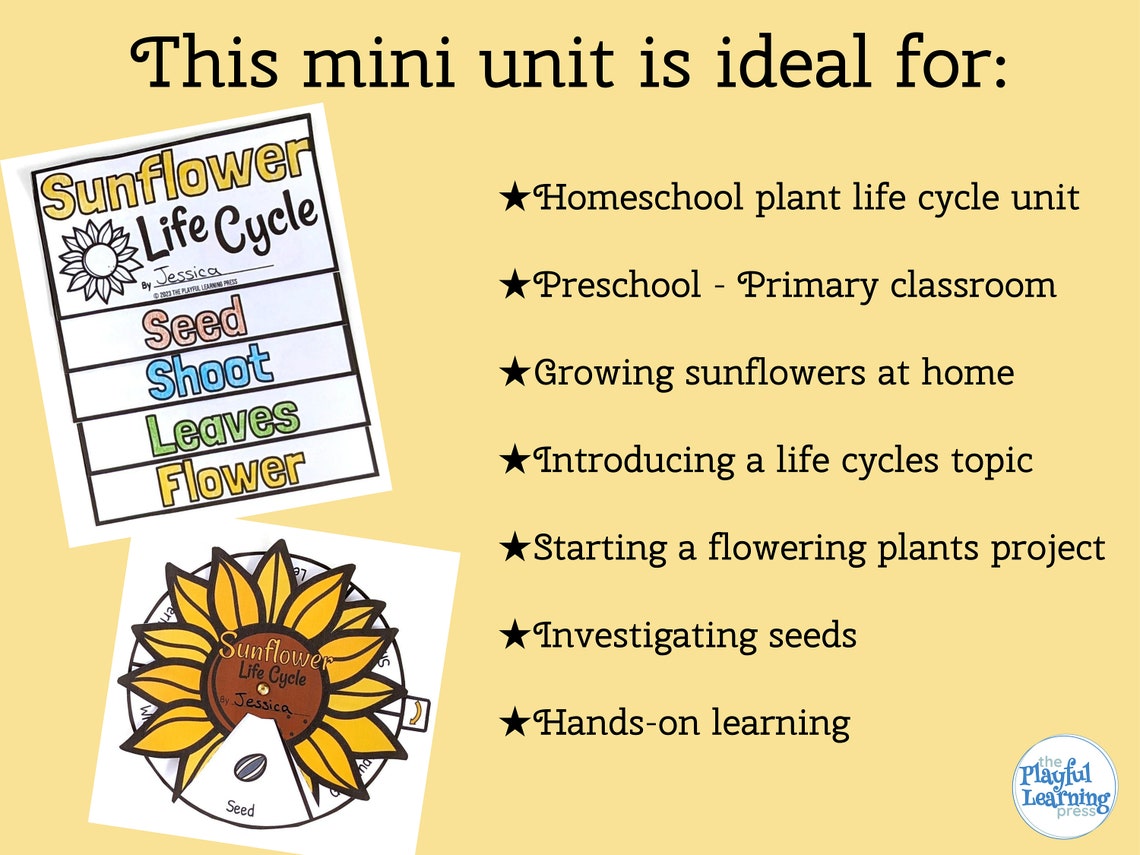 Sunflower Plant Life Cycle Unit and Sunflower Growing Log for ...